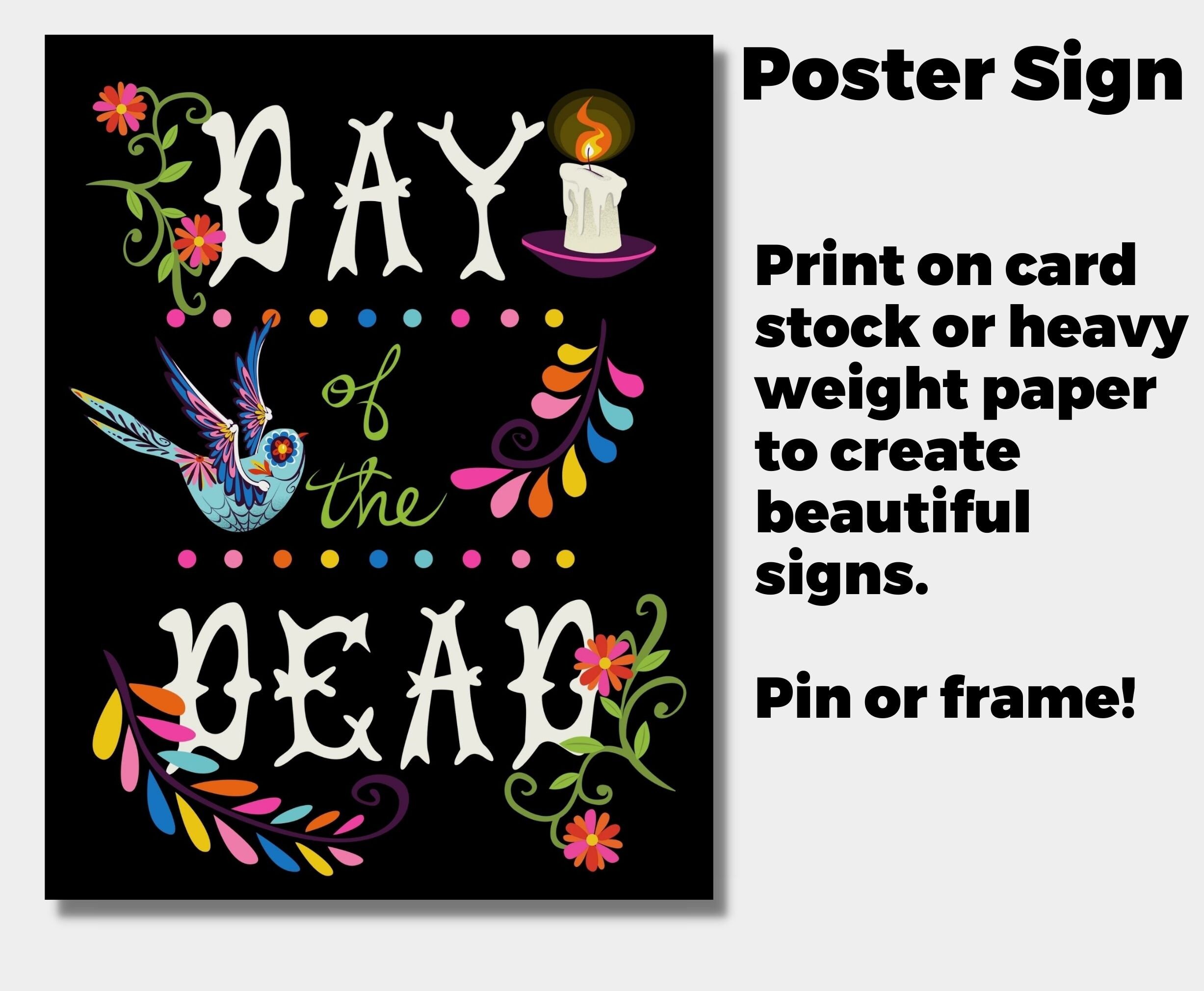 Day of the Dead, Poster, Cards, Printable Stickers, Printable Sign, Dia ...