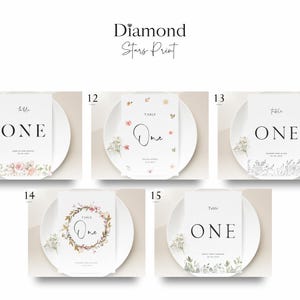 Botanical Table Number Cards, Simple Wedding Table Name Cards, Floral ...