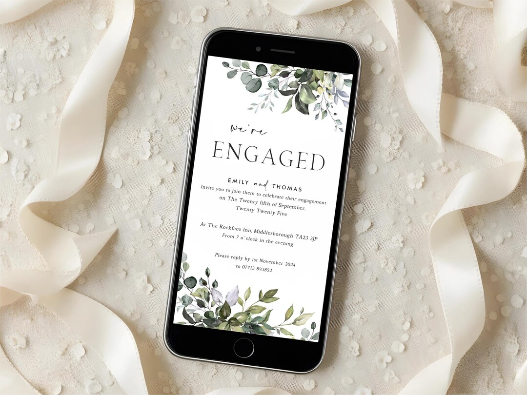 Botanical Digital Engagement Party Invitations, Engaged Party Invite ...