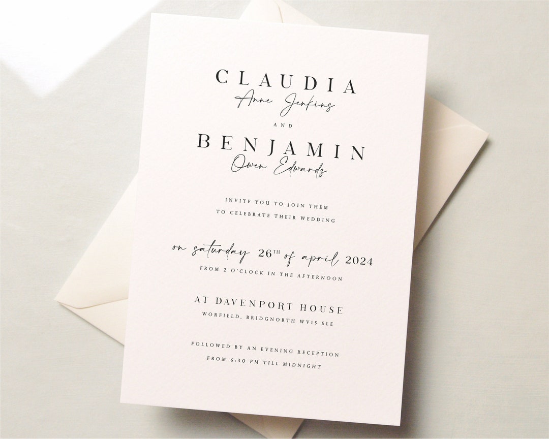 Simple Wedding Invitations for Classic Traditional Weddings With Luxury ...