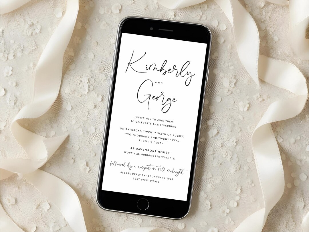 Electronic Script Wedding Invitation, Digital Wedding Invites, Digital ...
