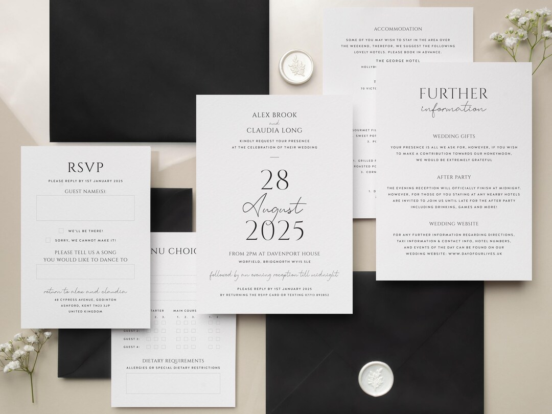 Script Wedding Invitation Set, Simple Wedding Invitation Bundle ...