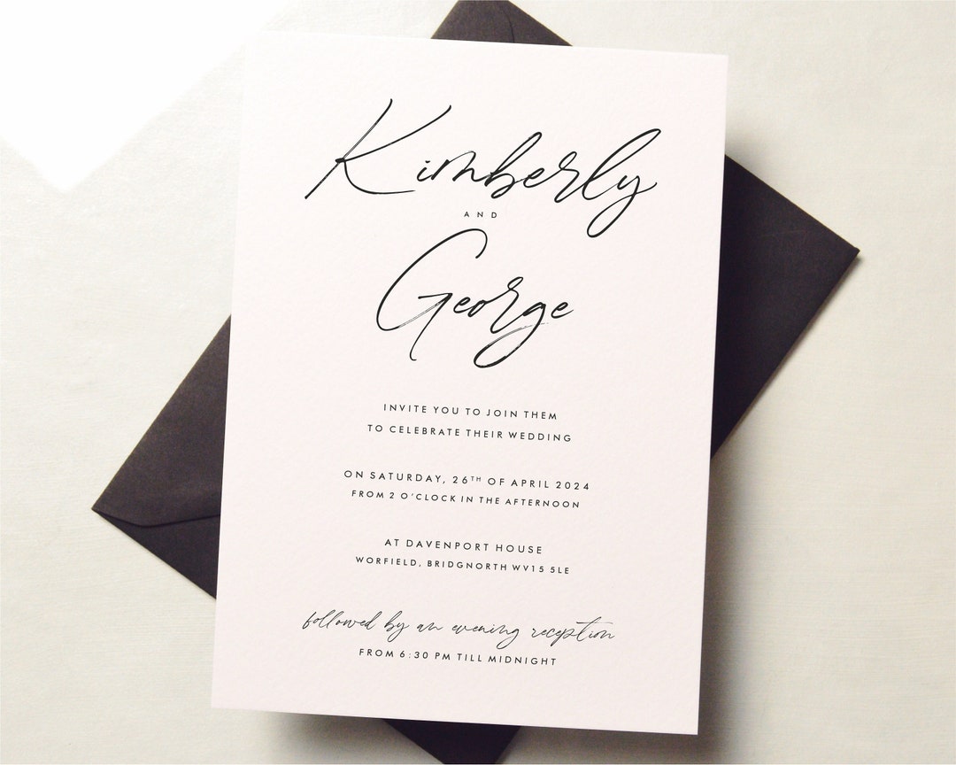 Script Wedding Invitation, Simple Modern Invites, Postcard Wedding ...