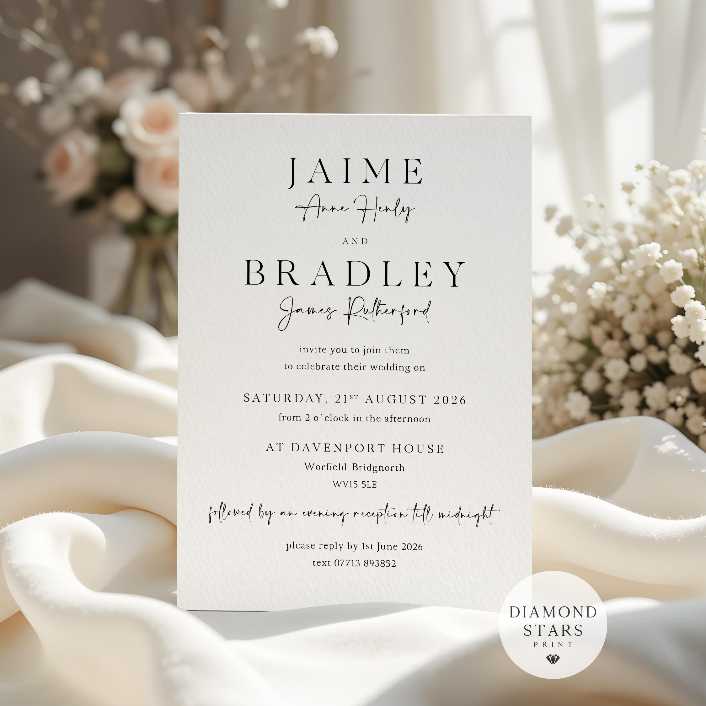 Traditional Wedding Invitations, Simple Personalised Wedding Invites ...