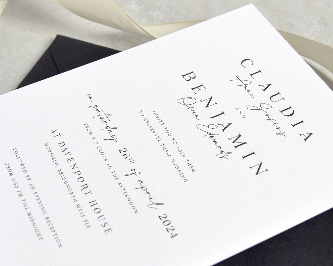 Simple Wedding Invitations for Classic Traditional Weddings - Etsy UK