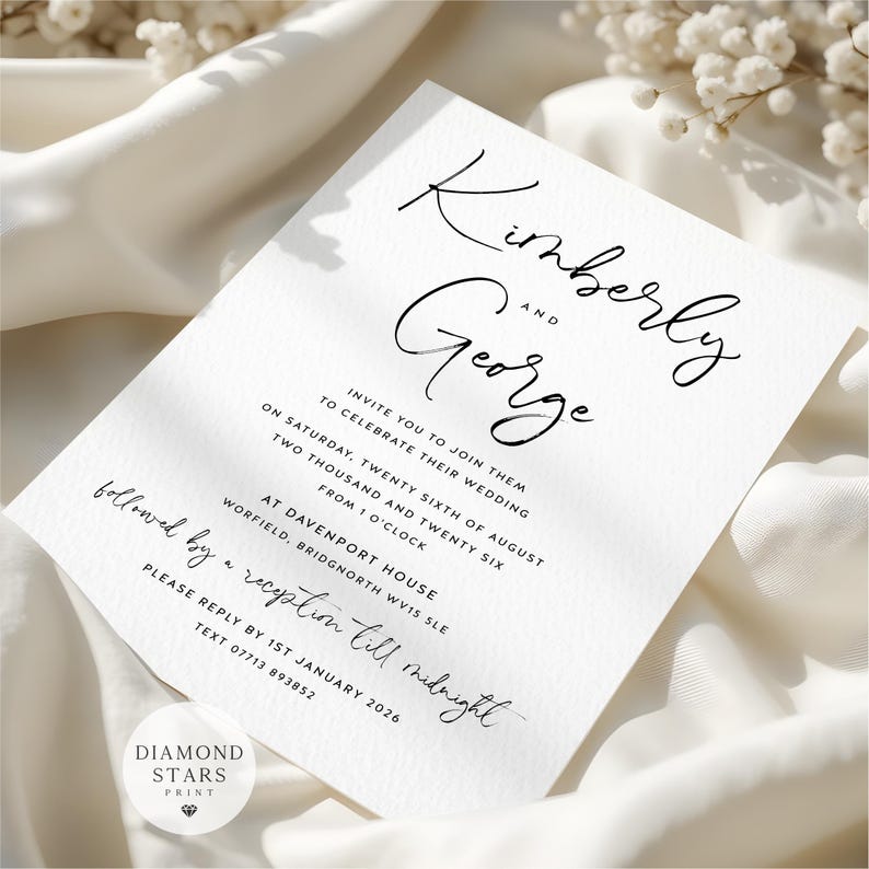 Script Wedding Invitations, Personalised Wedding Cards With Free ...