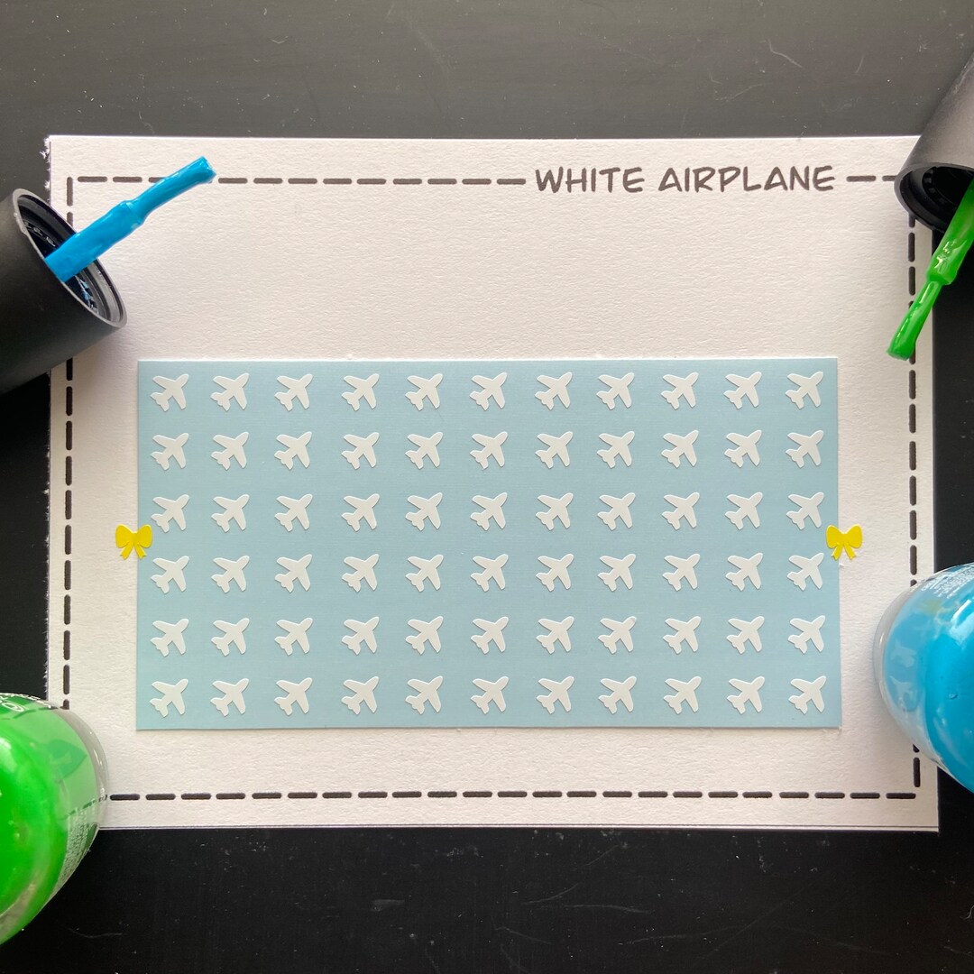 White Airplane Nail Art Decals/ Self Adhesive Nail Sticker/ Bullet ...