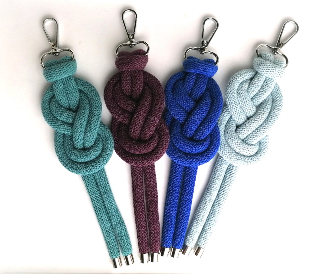 Nautical Cord Knot Keychain, Nautical Accessory, Blue Keyring, Summer ...