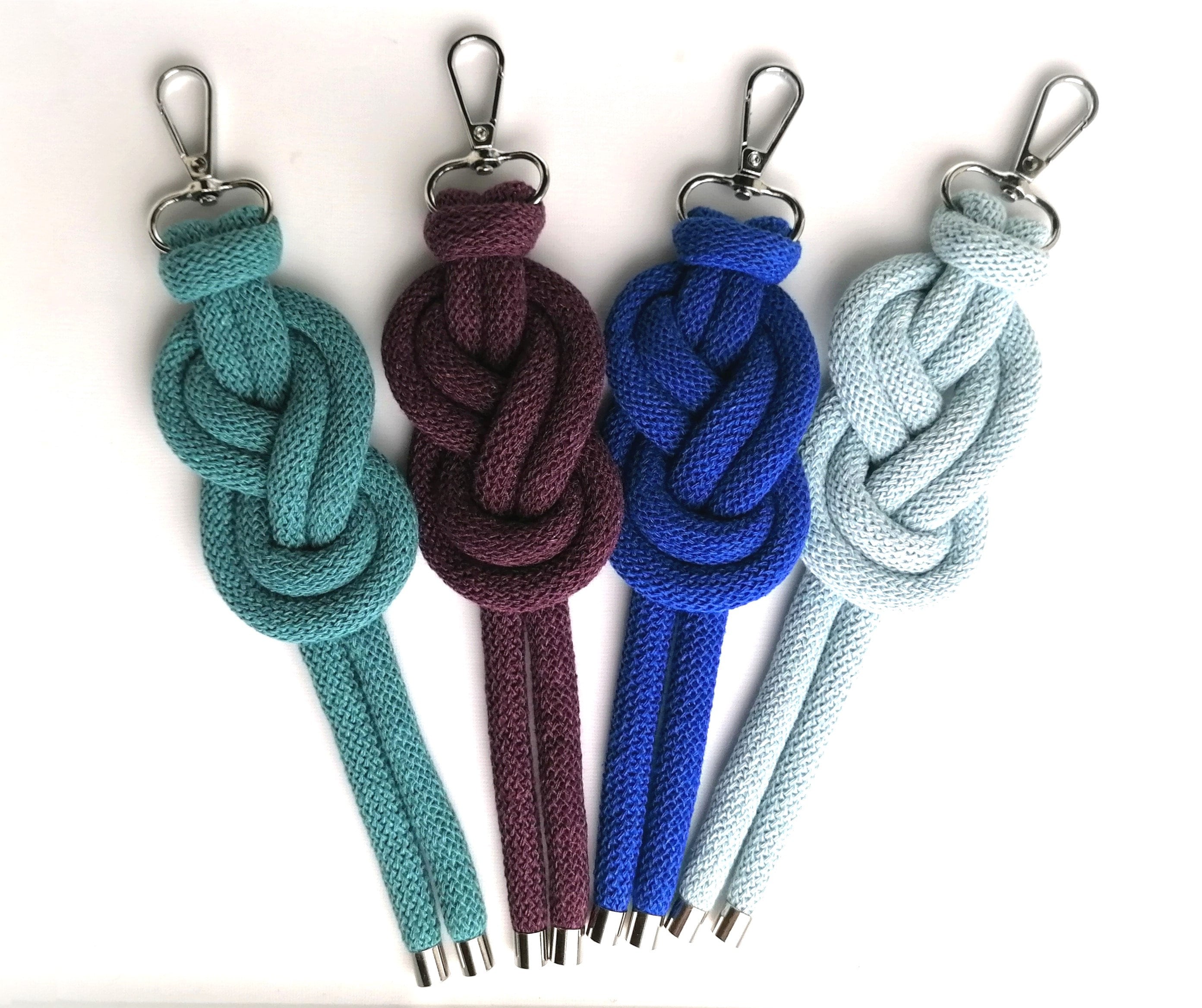 Nautical Cord Knot Keychain, Nautical Accessory, Blue Keyring, Summer ...