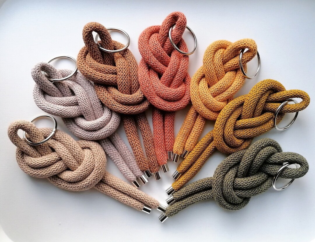 Earth Tones Knot Keyring, Autumn Accessory, Autumn Chunky Bag Charm ...