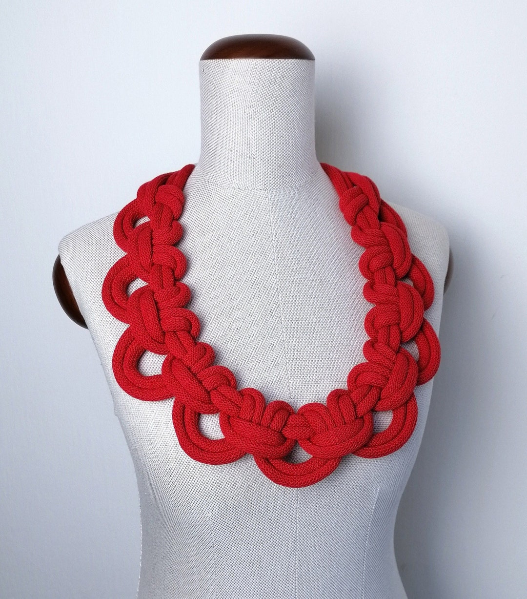 Statement Red Necklace, Unique Design Stunning Handmade Red Bold ...
