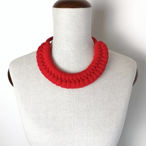 Red Stunning Fashion Necklace, Fabric Chunky Knot Necklace, Simple Chic ...