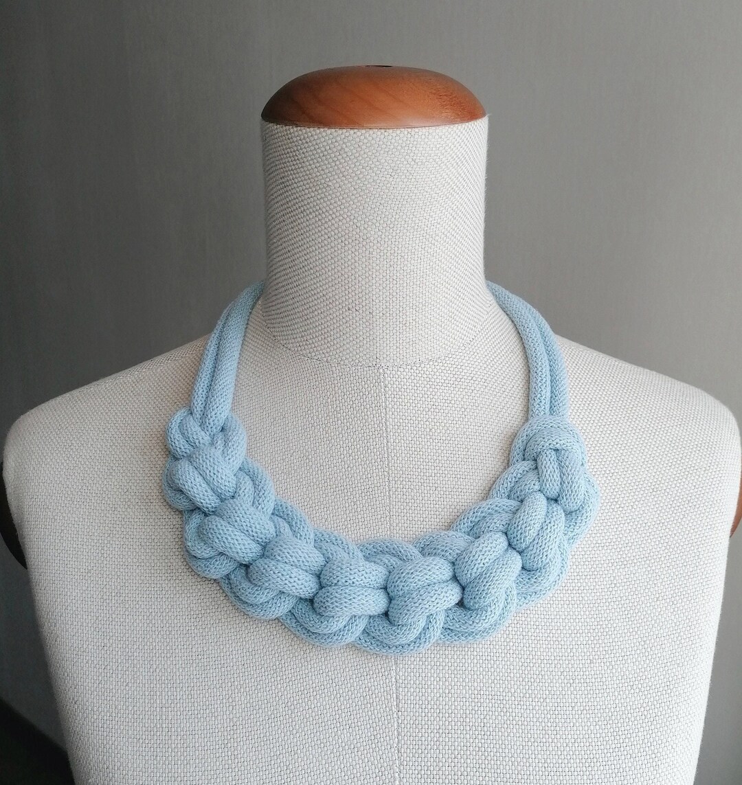 Light Blue Necklace,handmade Necklace,blue Necklace,braided Necklace ...