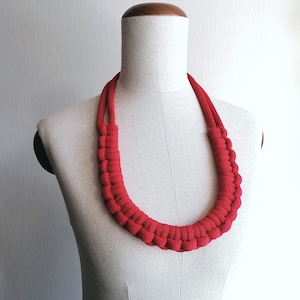 Red Chunky Long Necklace for Women, Boho Red Necklace, Handmade Knot ...