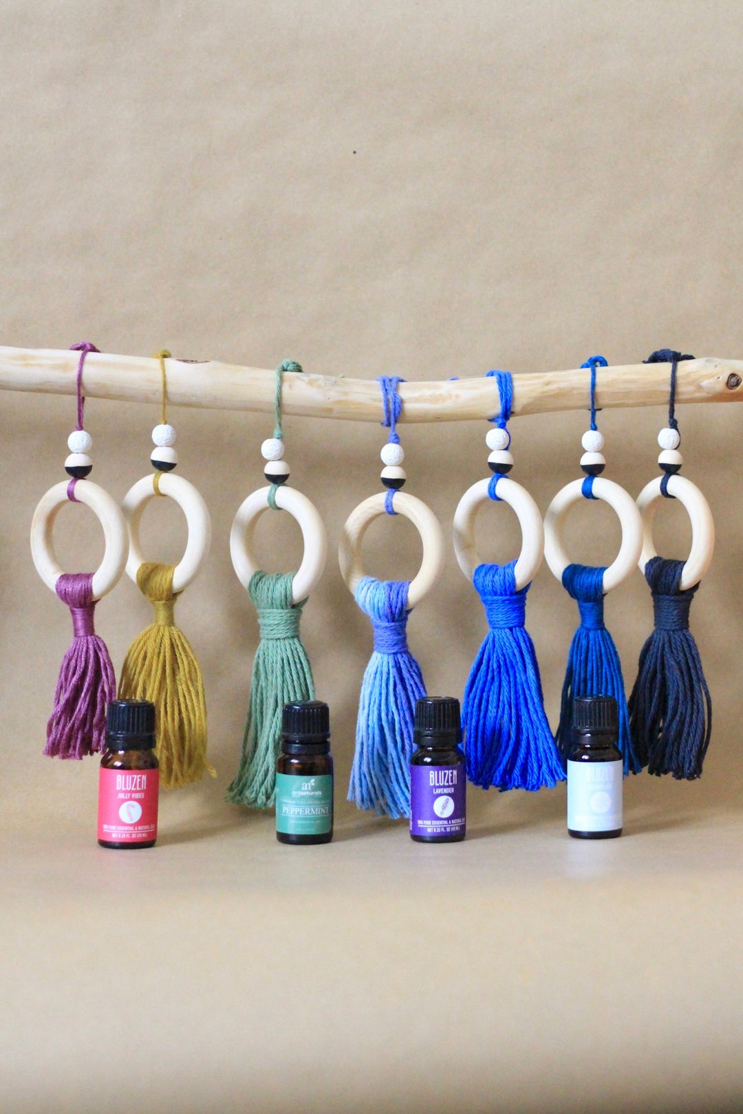 Essential Oil Car Diffuser, Hanging Macramé Car Diffuser, Car Freshener ...