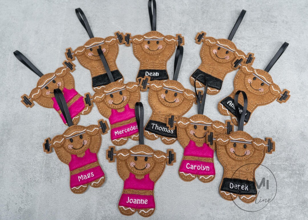Weightlifter Gingerbread Man Christmas Tree Ornament, Bodybuilder Gift ...