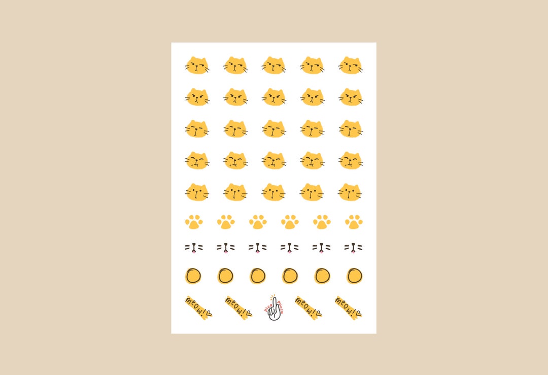 Cat Mood Sticker Sheet - Etsy