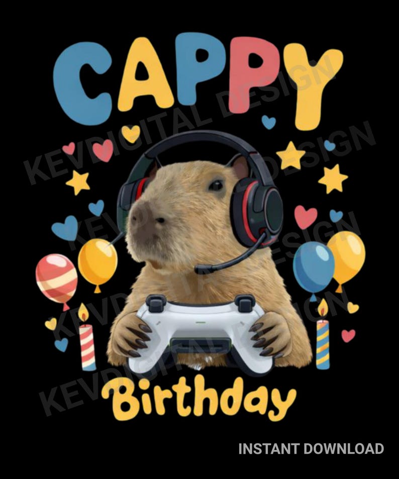 Capy Birthday Capybara Gaming Png Digital Download - Png Design Gifts ...