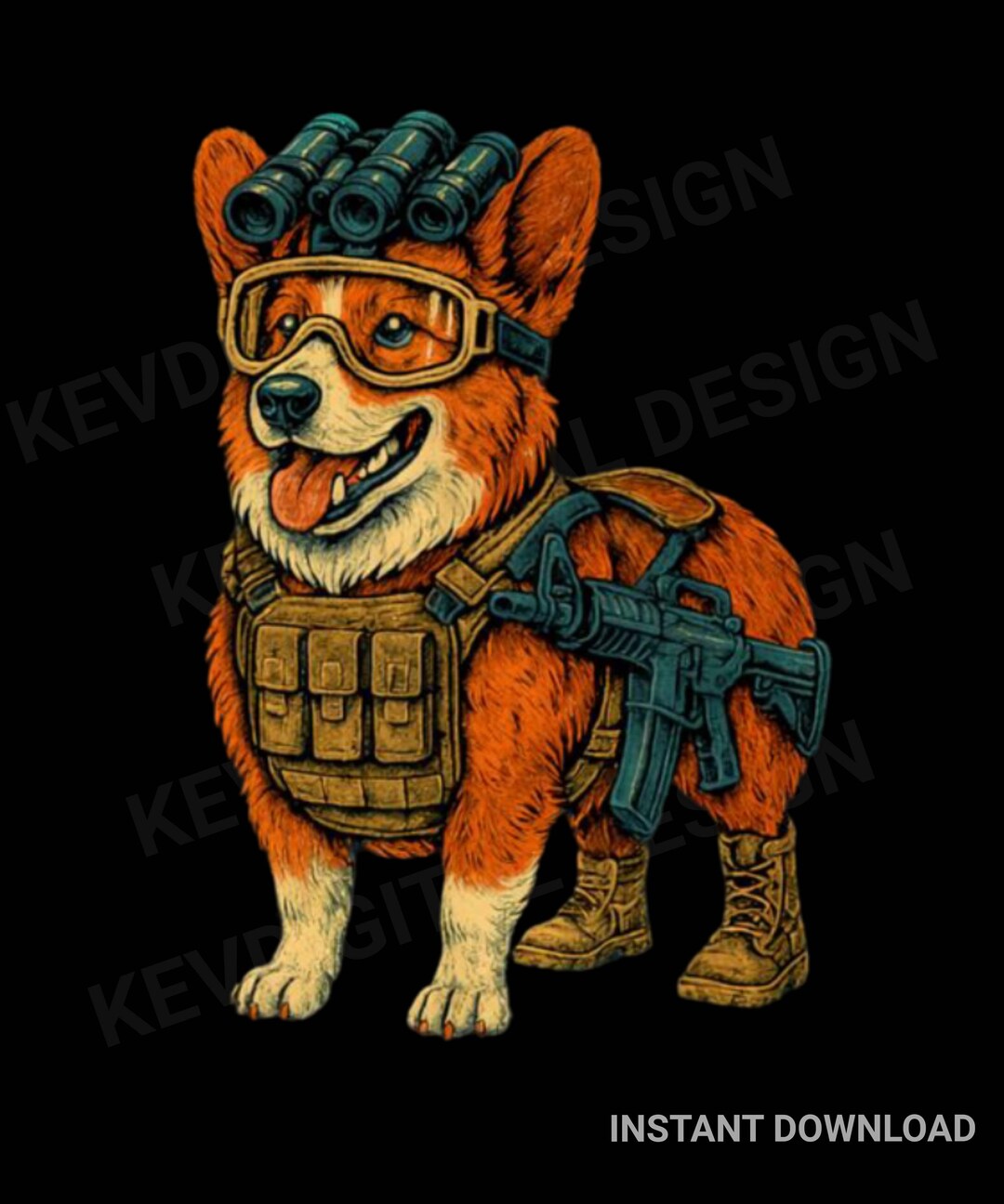 Tactical Corgi PNG, Funny Military Dog Clipart, Army Dog Illustration ...