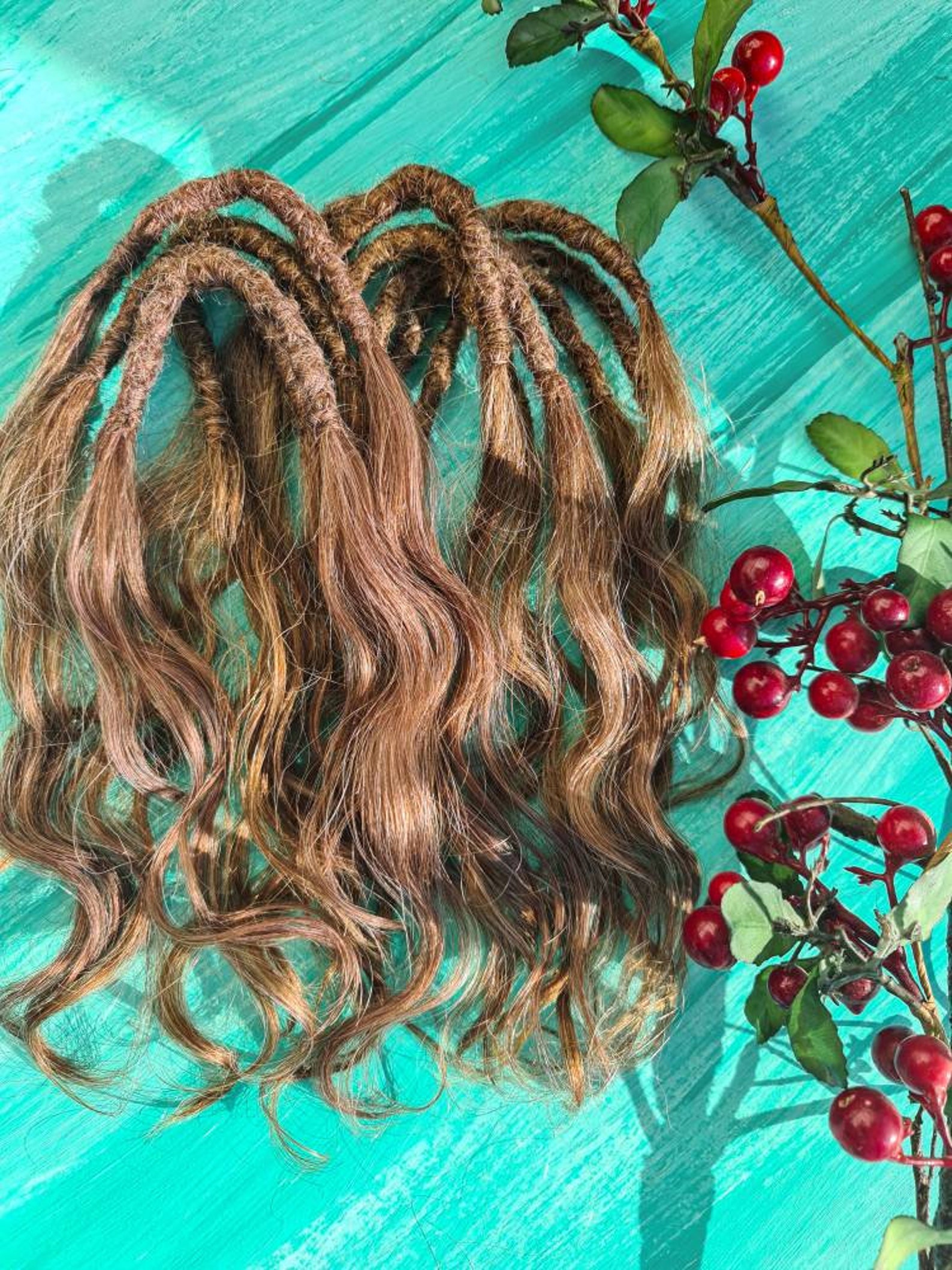 Human curly hair single ended dreadlocks SE ginger brown | Etsy