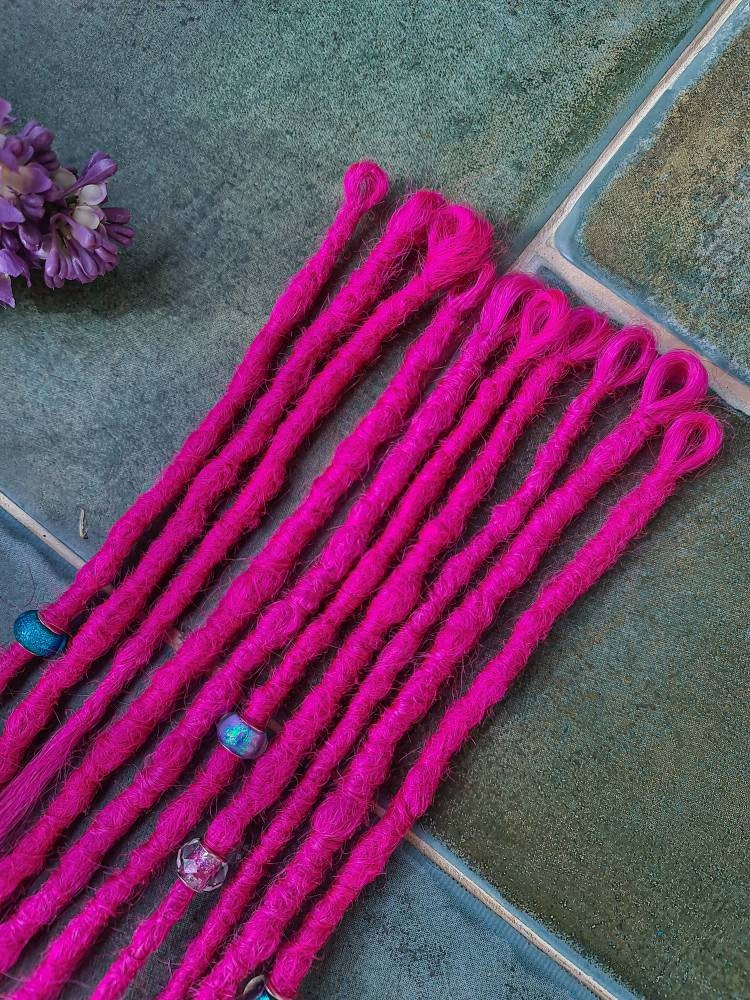 Neon Pink Real Hair SE Dreadlocks Human Single ended dreads | Etsy