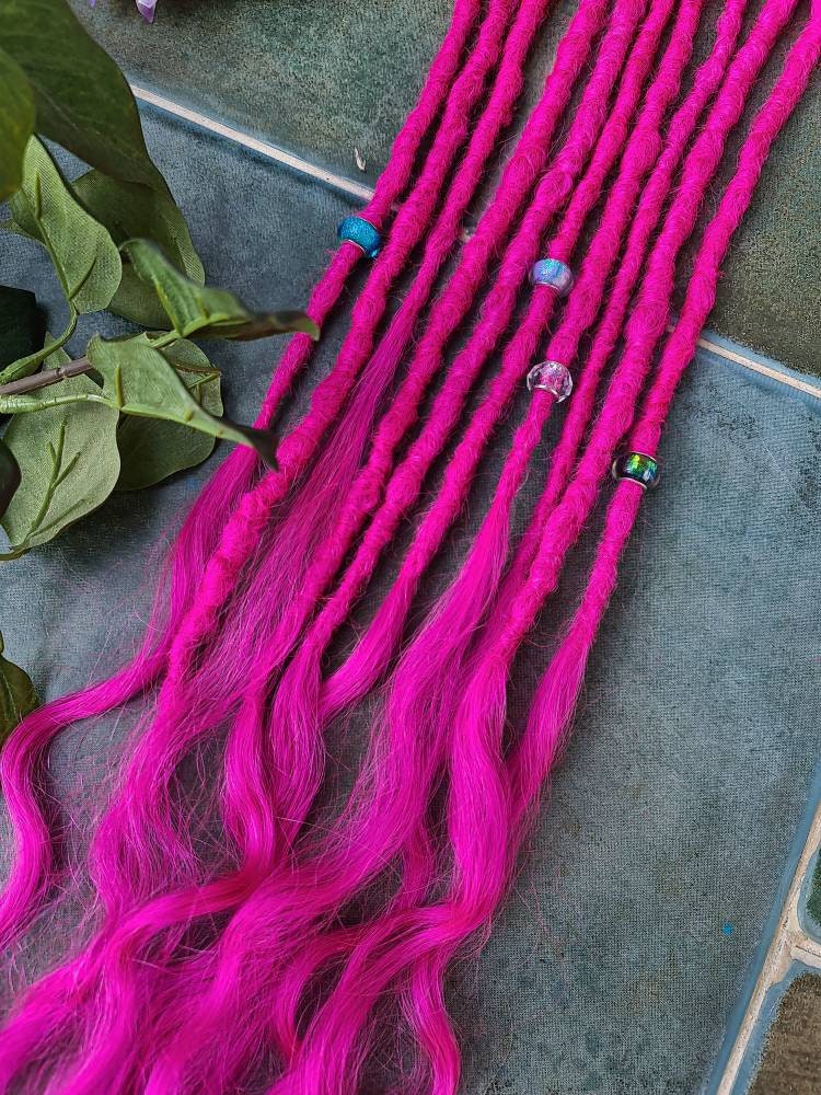 Neon Pink Real Hair SE Dreadlocks Human Single ended dreads | Etsy