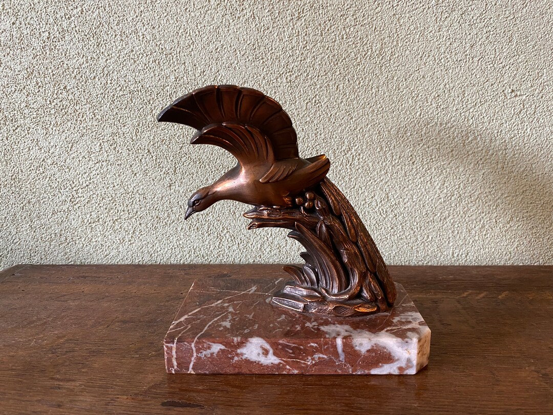 Art Deco Bookend With a Flying Pheasant on Marble, This One Comes From ...