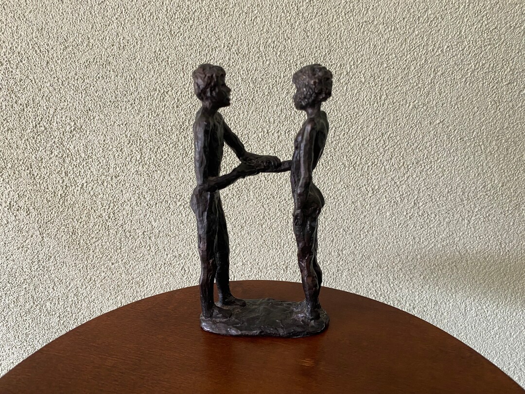 Bronze Friendship Statue of Man and Woman - Etsy