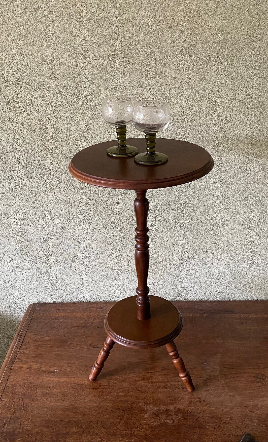 Vintage Wooden Plant Table or Side Table With Round Legs - Etsy