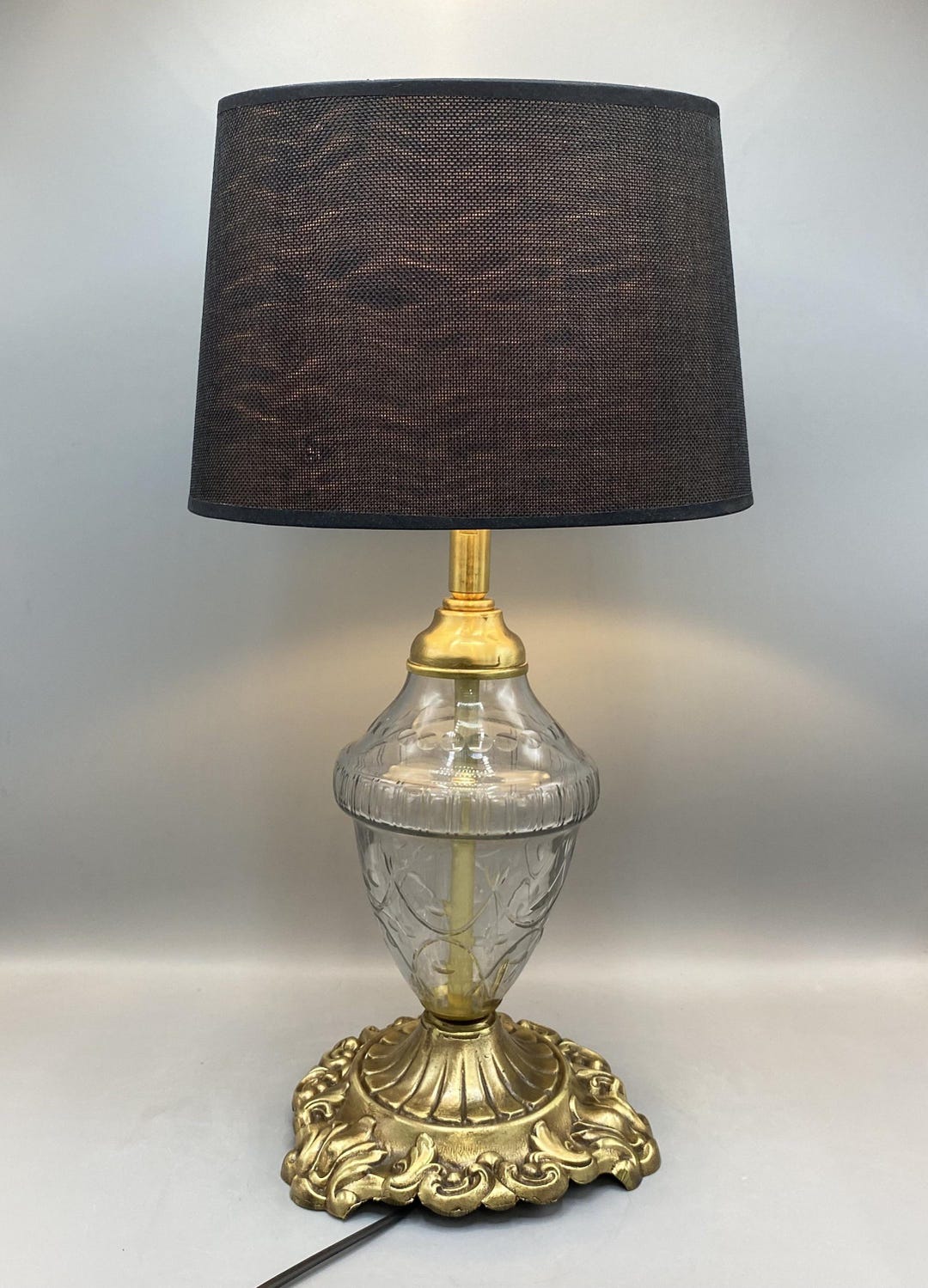 Vintage Glass and Bronze Table Lamp | Classic Baroque Style Lamp Base ...