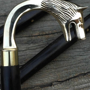 Handmade WOLF HEAD Brass Handle Walking Stick Design Vintage Victorian ...