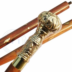 Handmade Brass Designer Handle Wooden Vintage Style Walking Cane/stick ...