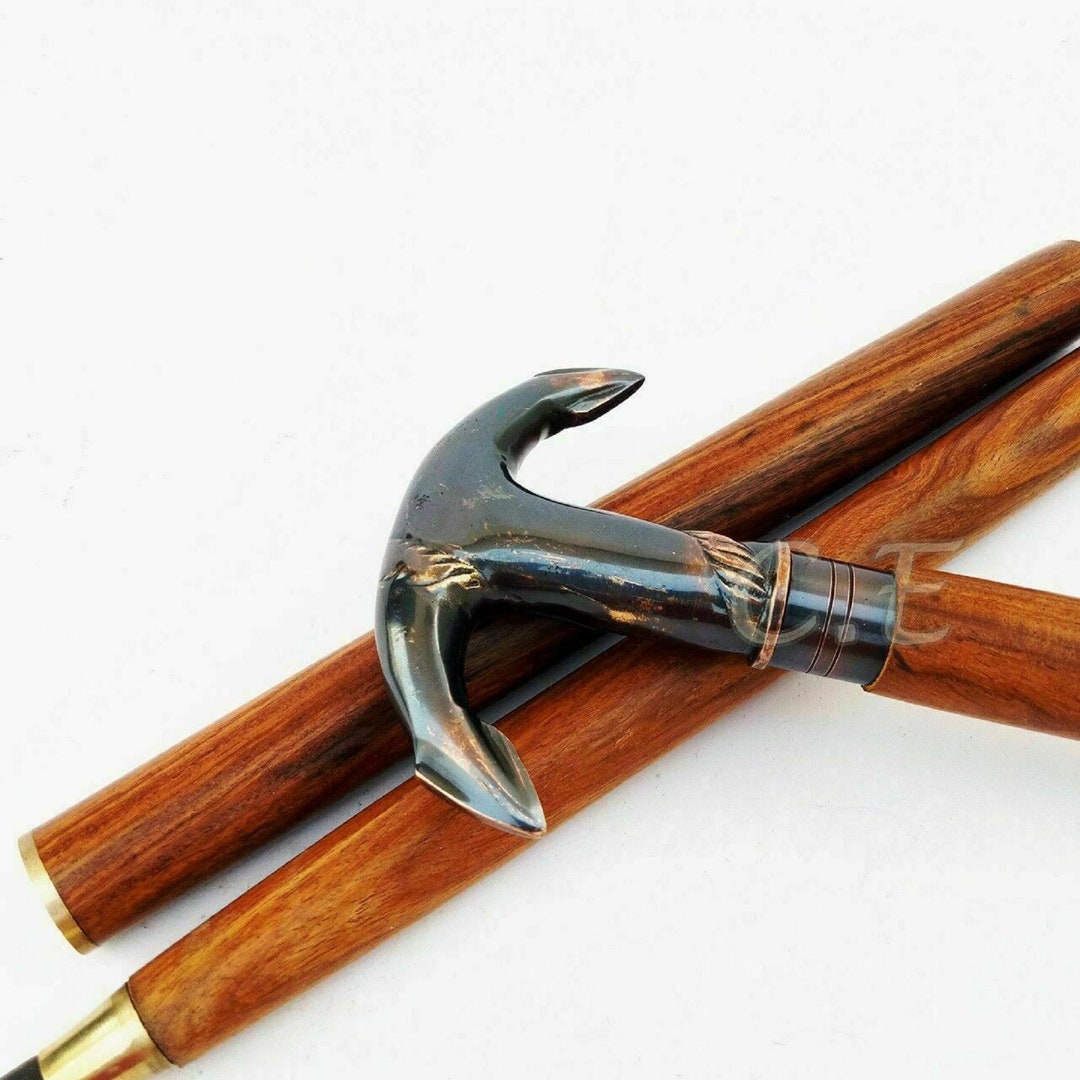 Handmade Brass Anchor Victorian Brass Handle Walking Stick - Etsy