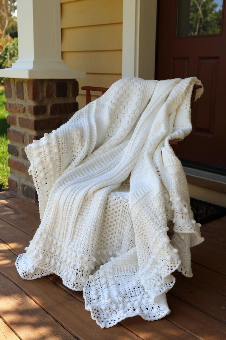 King Size Crocheted Seamless Afghan/bedspread Large/bordered Cover ...