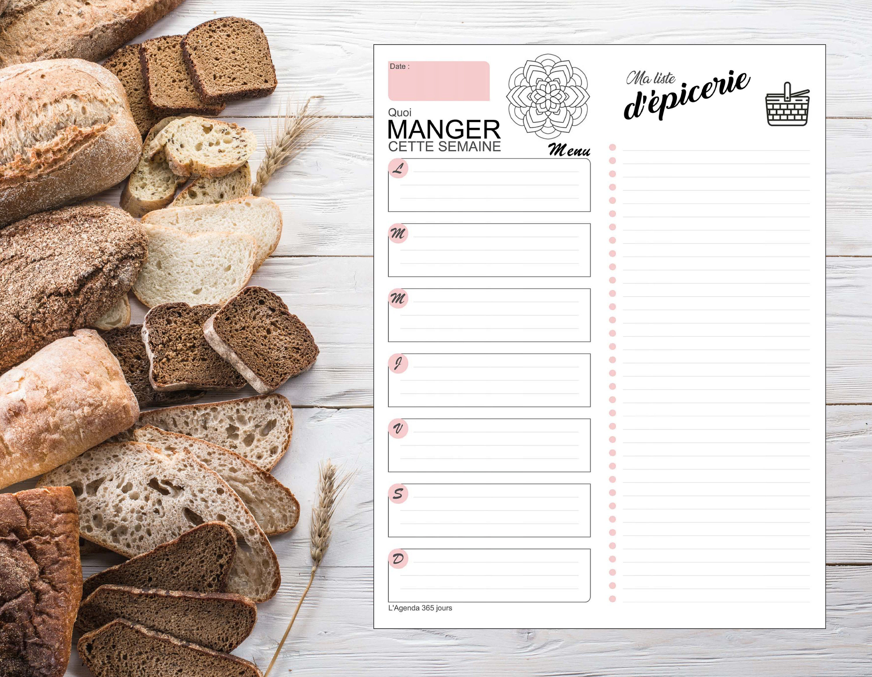 Menú de la semana / Lista de comestibles / Tableta / 52 - Etsy España