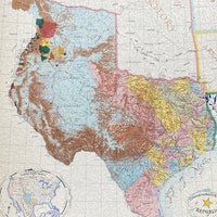 Republic of Texas Historical 1836 Map W Flag, Old, Indians- LARGE Size ...