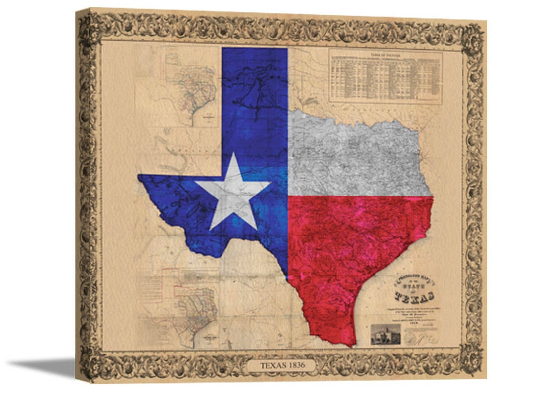 Texas Color Map | Canvas or Framed Print | Various Sizes - Etsy