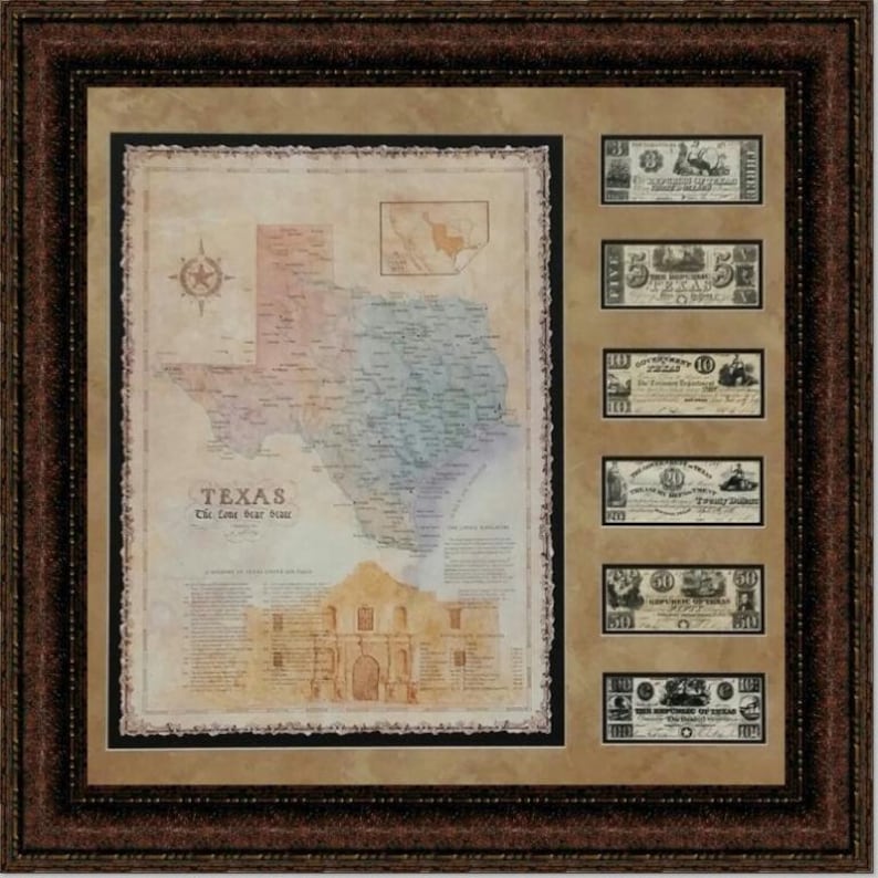 Framed Historic Texas Map Prints | Various Styles - Etsy