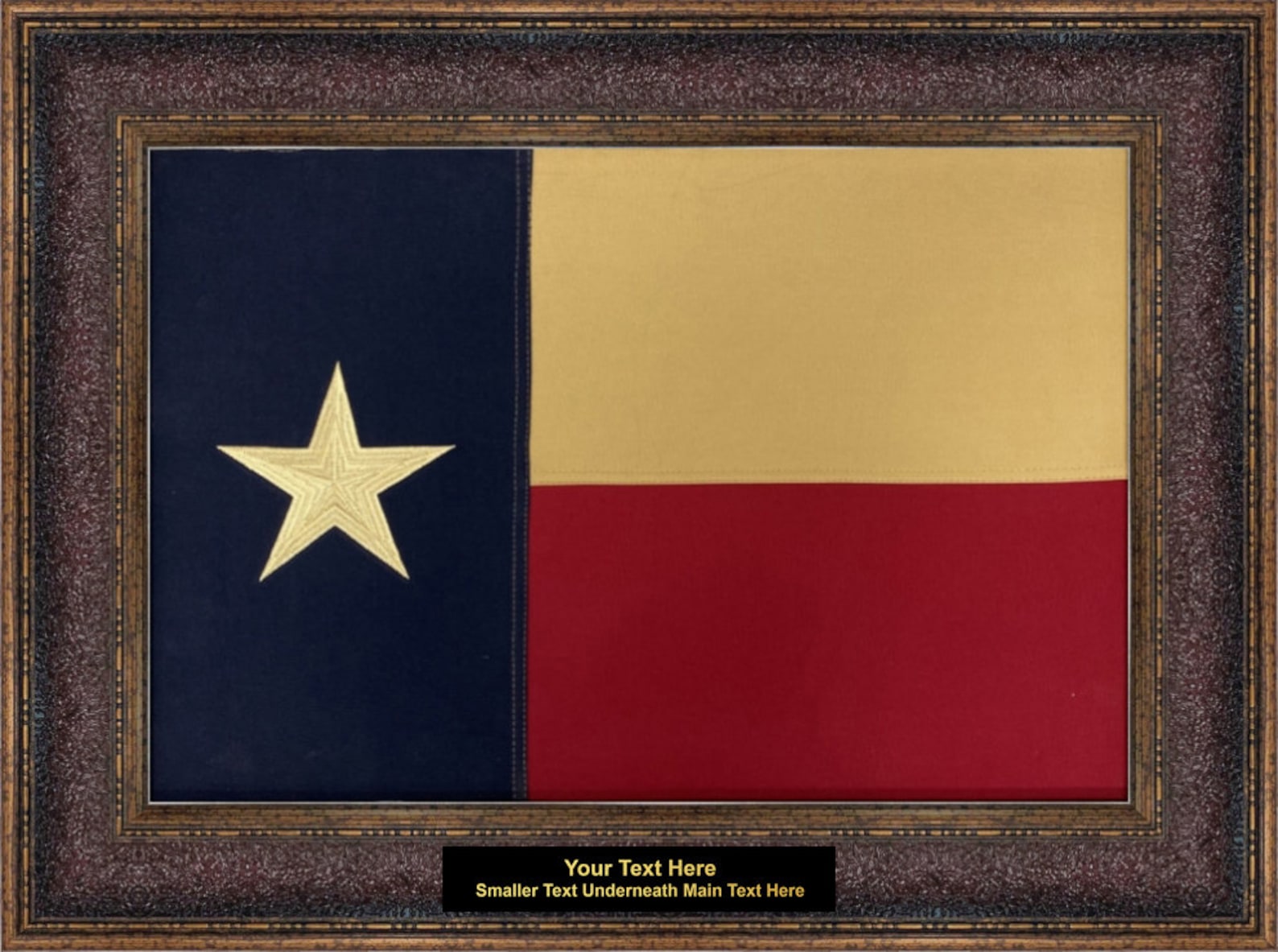 Framed Texas Flag With Customizable Plaque Real Cotton Cloth - Etsy