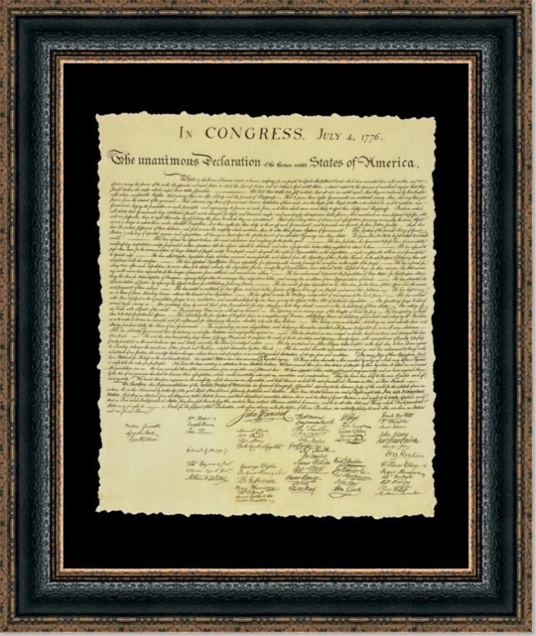 USA Declaration | Custom Framed Historic Document on Archival Paper ...