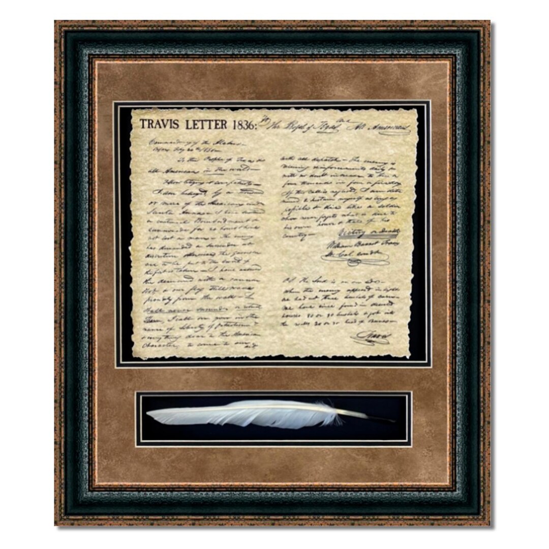 Framed Travis Letter With Quill Texas Historic Document 3d-shadowbox ...