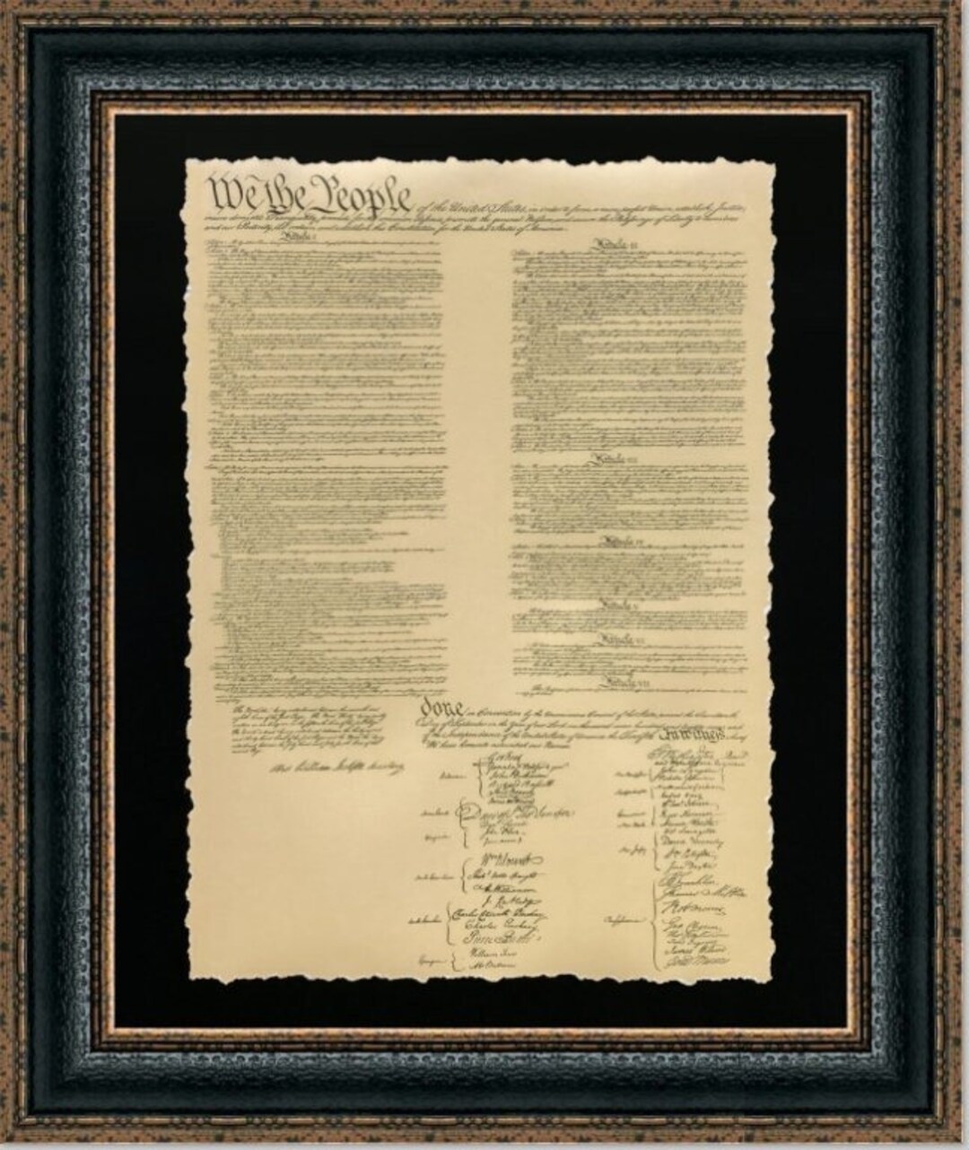 USA Constitution | Custom Framed Historic Document on Archival Paper ...