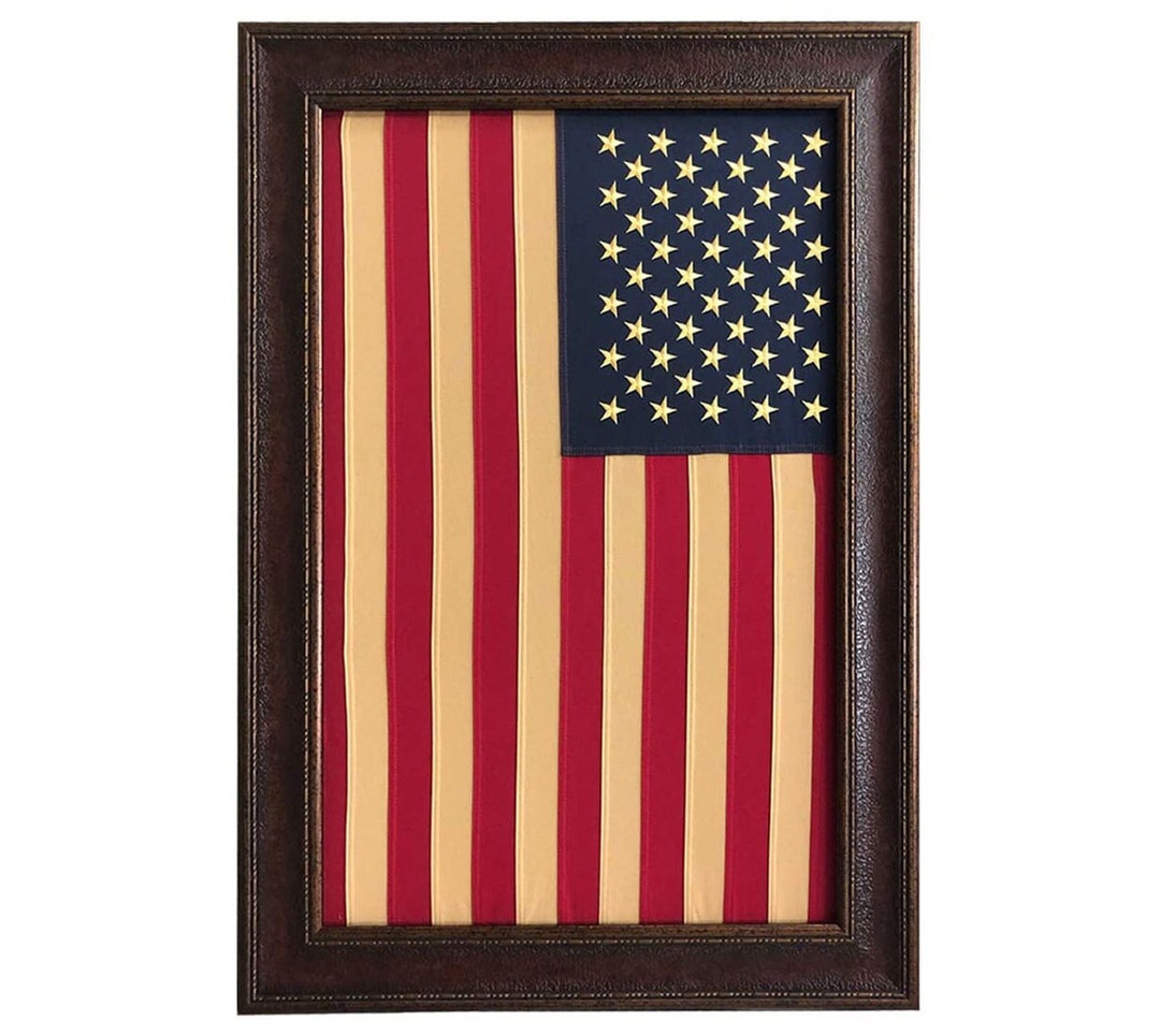 Large Vertical-framed American Flag | Real Cotton Cloth Embroidered ...