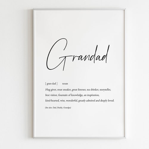 Grandad Grandfather Definition Print Gift Christmas / Birthday | Etsy UK
