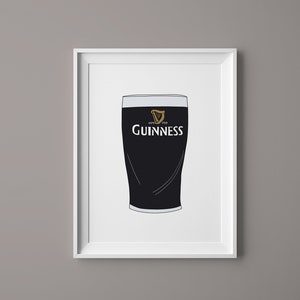 Pint of Guinness DIGITAL PRINT Irish Beer Print Gift Art Illustration ...