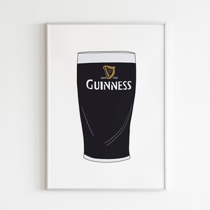 Pint of Guinness DIGITAL PRINT Irish Beer Print Gift Art Illustration ...