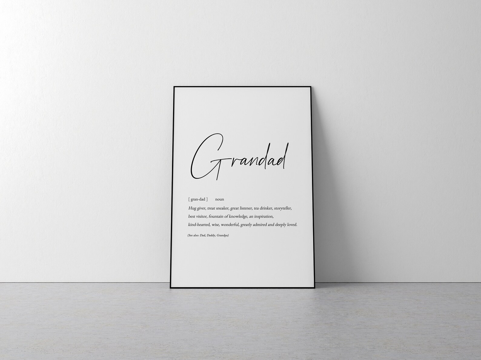 Grandad Grandfather Definition Print Gift Christmas / Birthday | Etsy UK