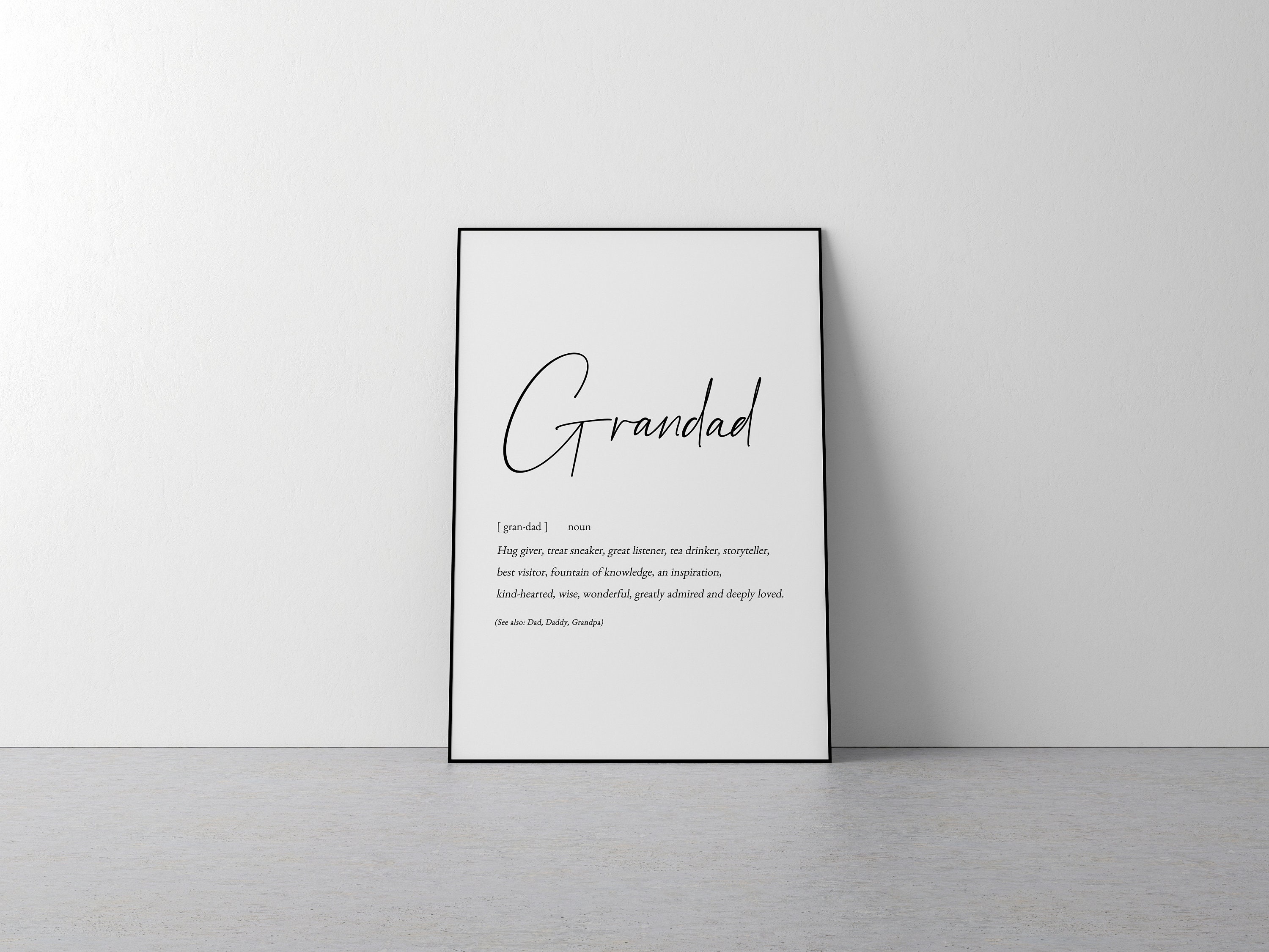 Grandad Grandfather Definition Print Gift Christmas / Birthday | Etsy UK