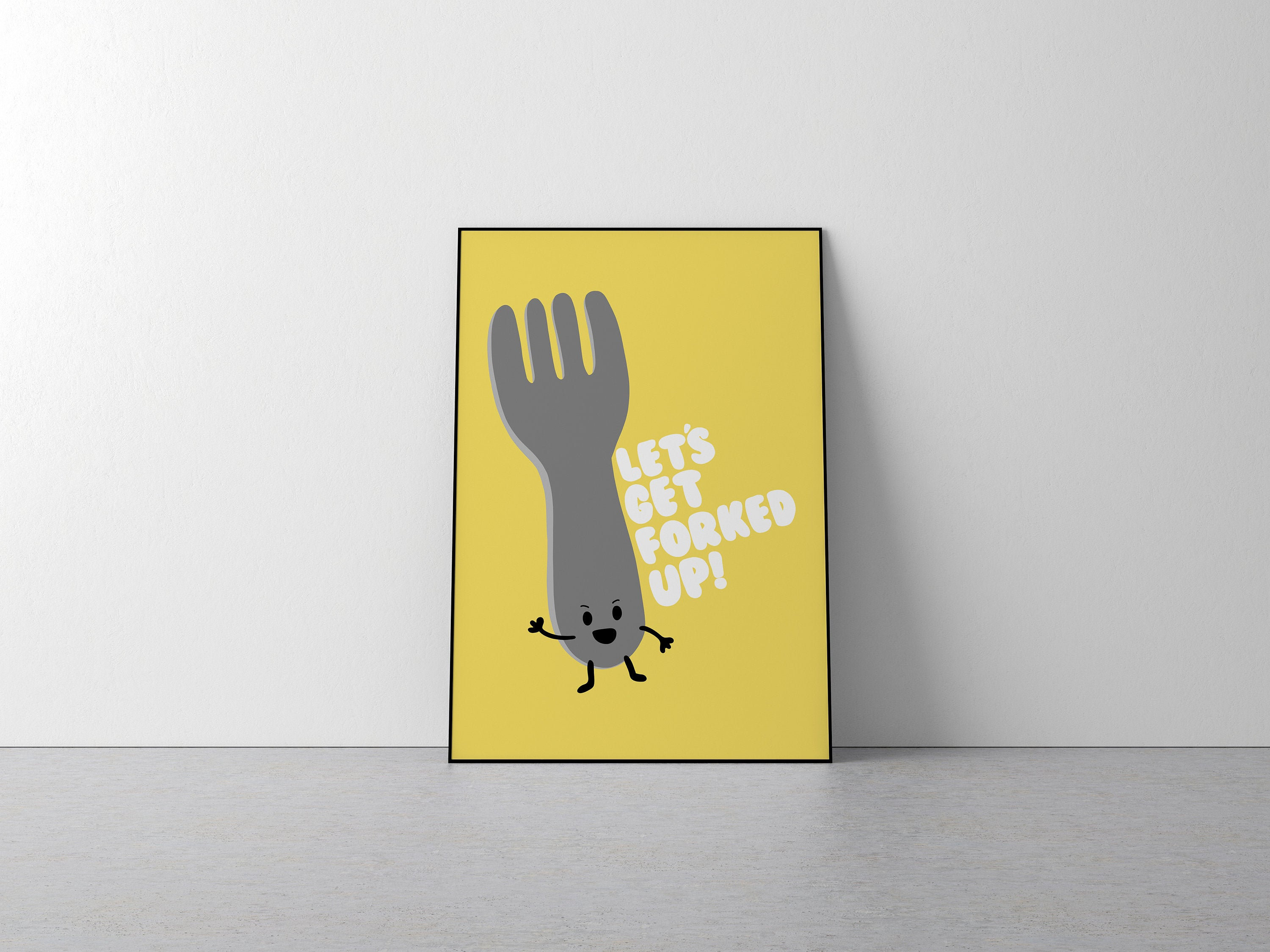 Let's Get Forked up Fork Illustration Kitchen Print / - Etsy