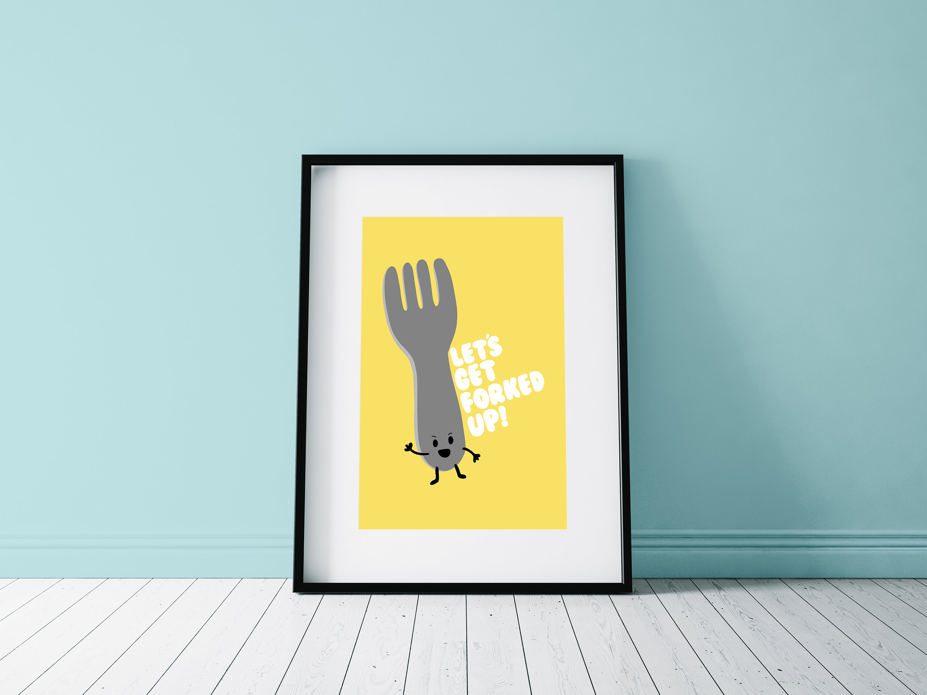 Let's Get Forked up Fork Illustration Kitchen Print / | Etsy